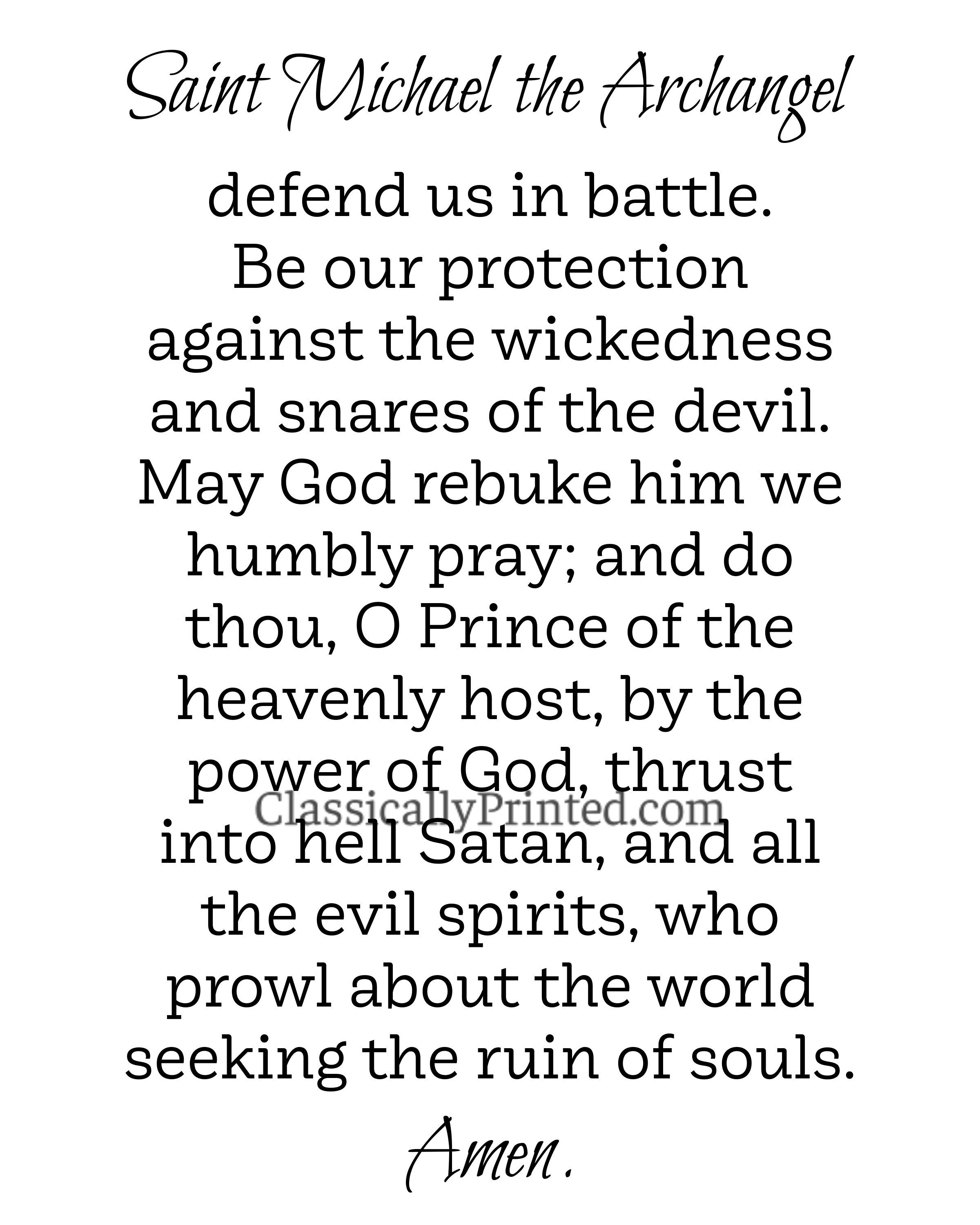 Prayer to Saint Michael the Archangel Print, 5x7 or 8x10, Beige or ...