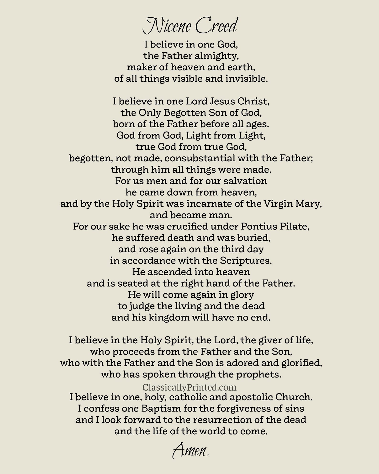 Nicene Creed Prayer Print Printable: Catholic Art, (digital Download ...