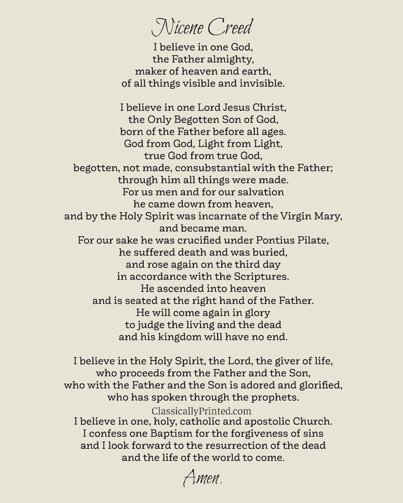 Nicene Creed Prayer Print Printable: Catholic Art, (digital Download ...