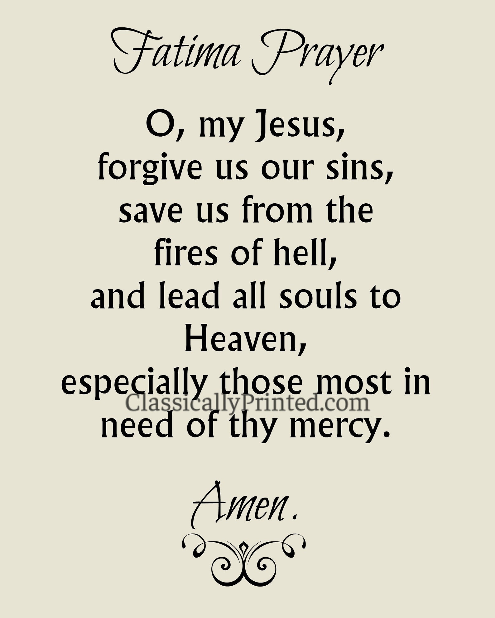 Fatima Prayer Printable: Catholic Rosary Decade (digital Download ...