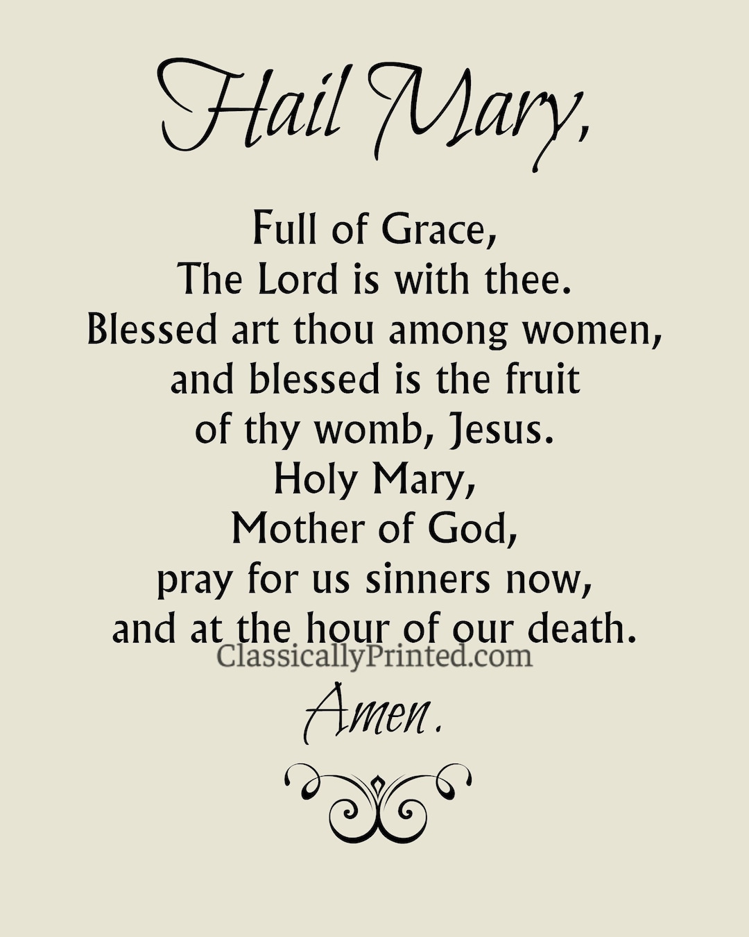 Hail Mary Prayer Print: Catholic Home Decor, First Communion Gift - Etsy