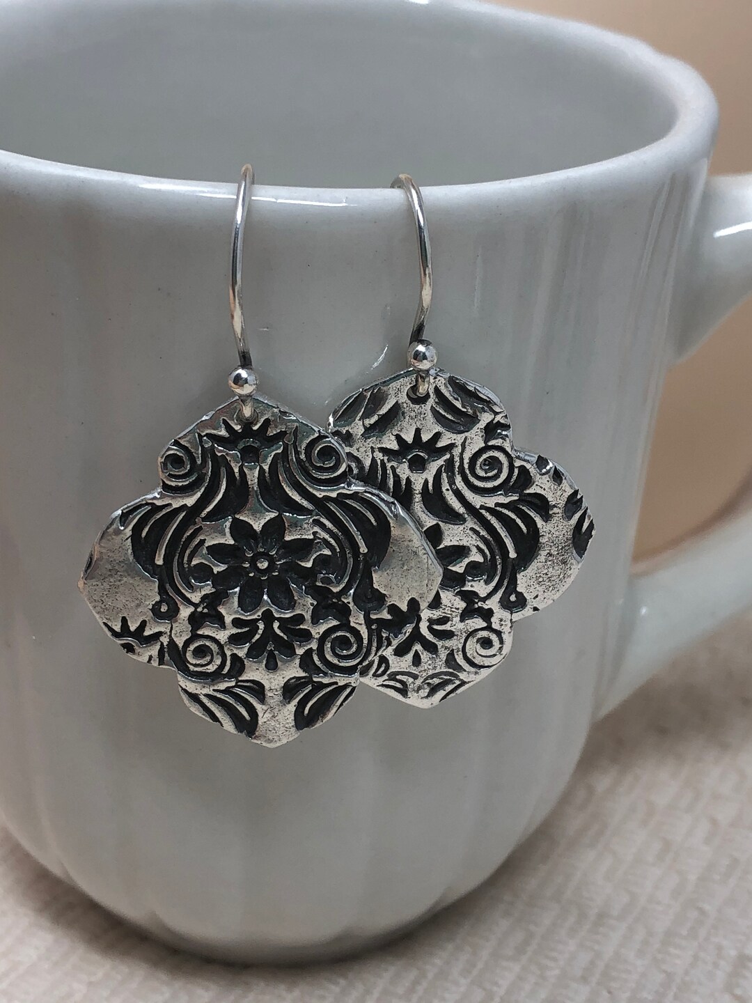 Artisan Fine Silver Detailed and Patterned Earrings - Etsy
