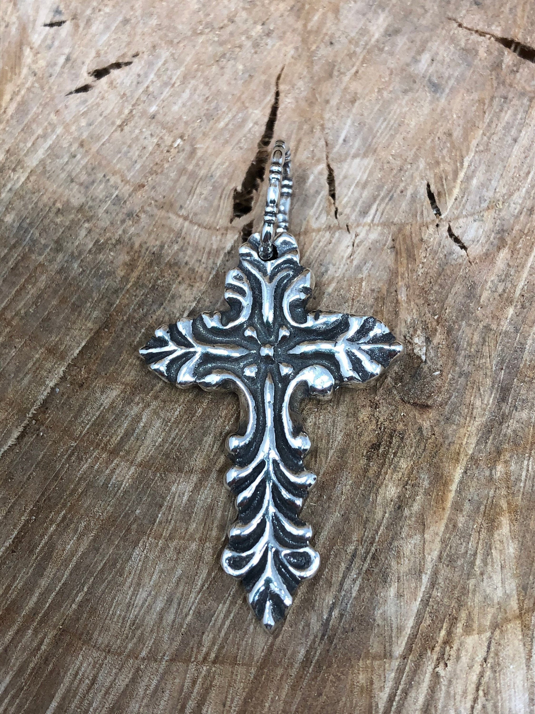 Artisan Fine Silver Ornate Cross - Etsy UK
