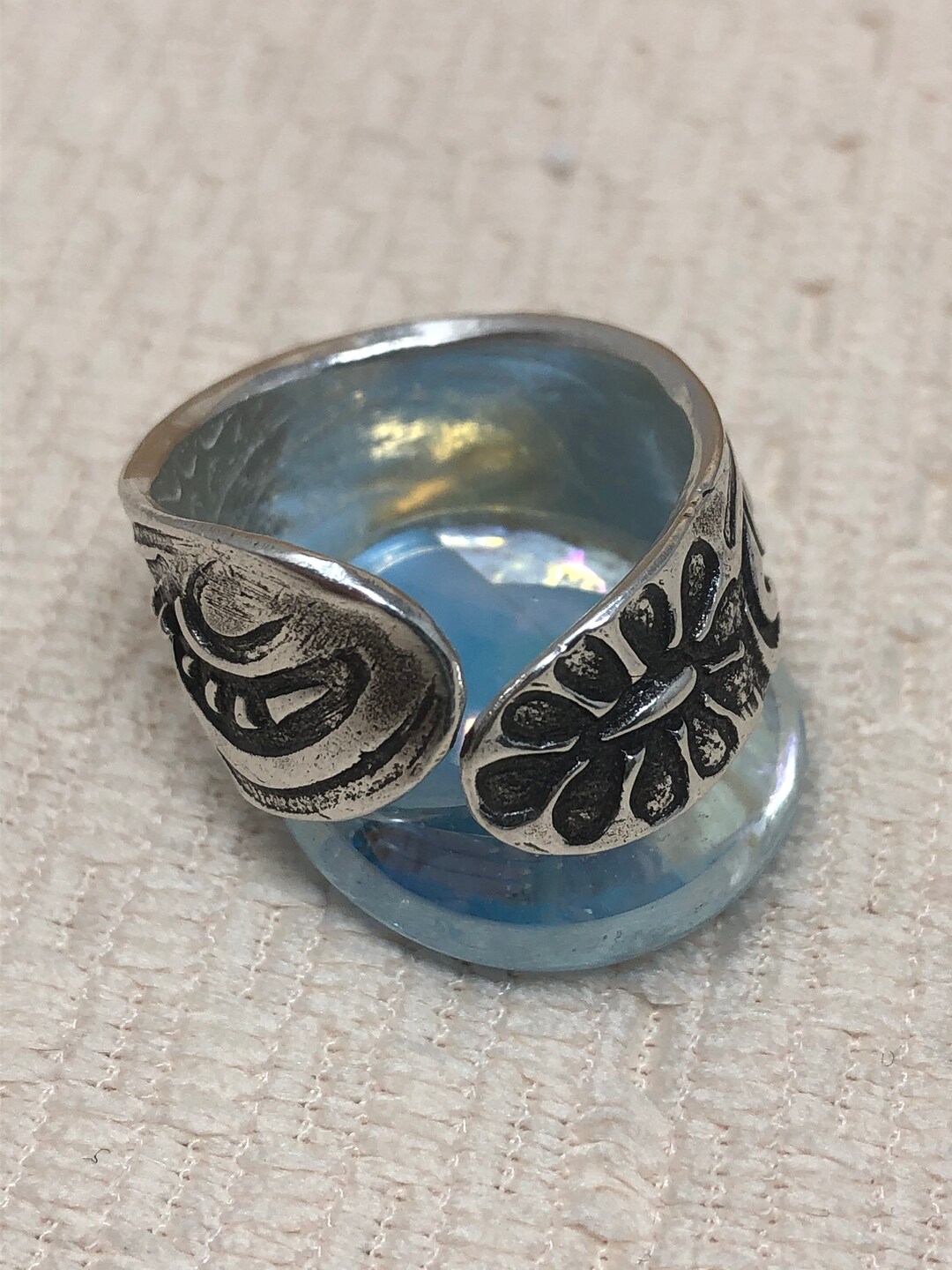 Artisan Fine Silver Detailed Pattern Statement Ring - Etsy