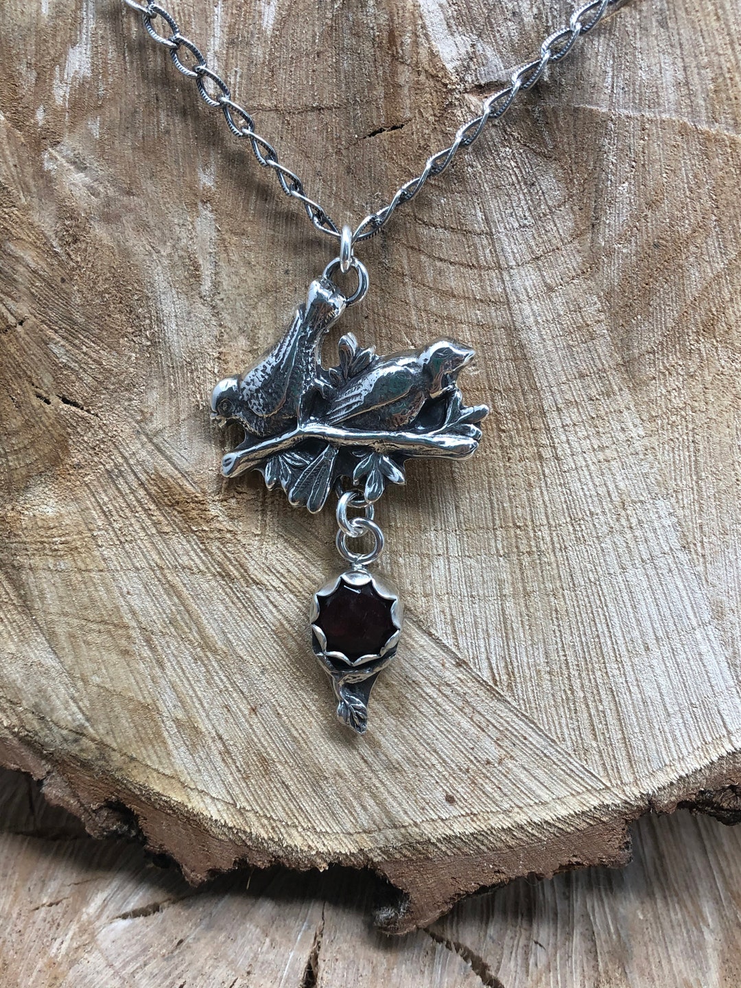 Artisan Silver and Ruby Birdie Statement Necklace - Etsy