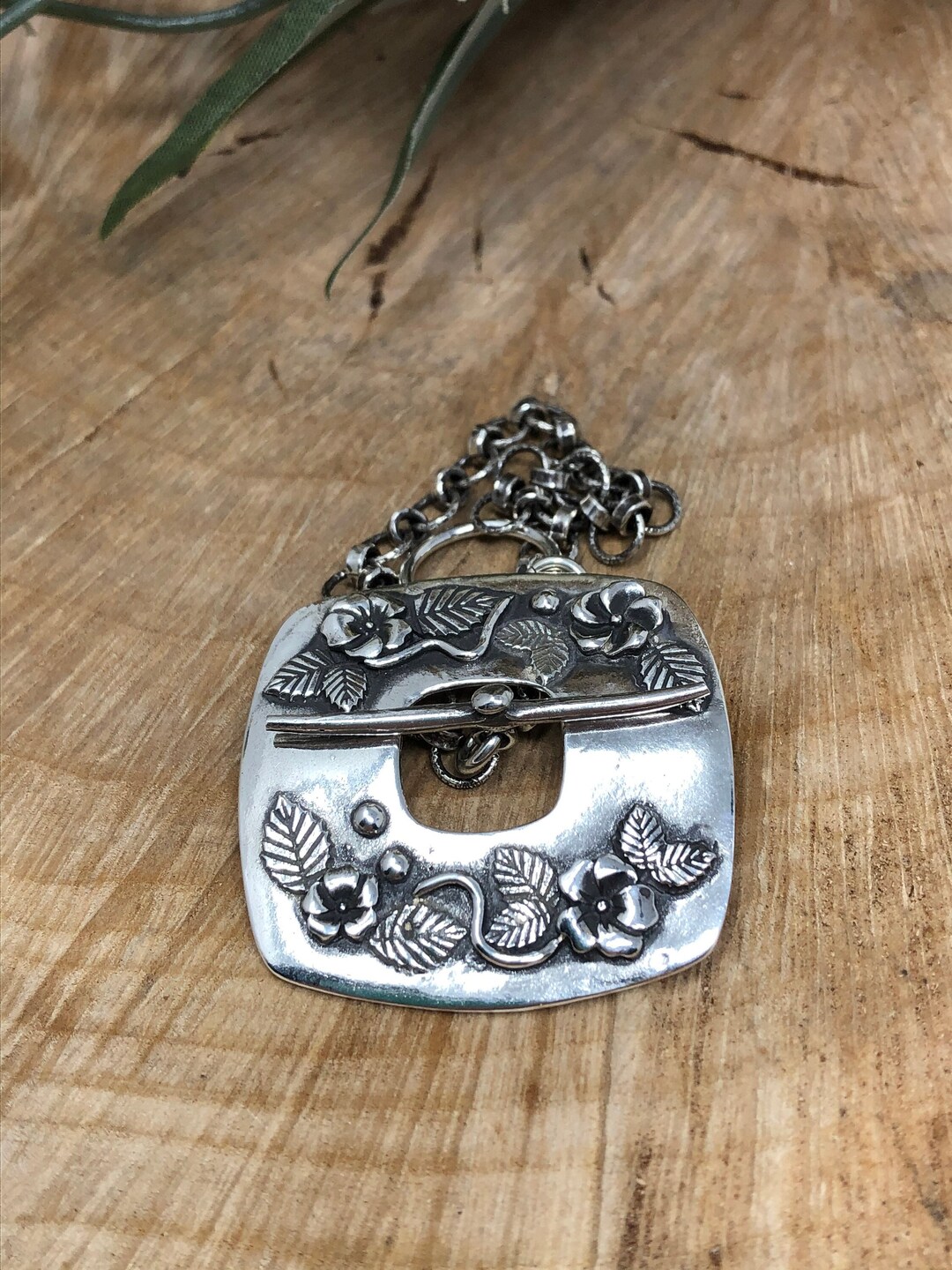 Fine Silver Floral Large Toggle Clasp Bracelet - Etsy