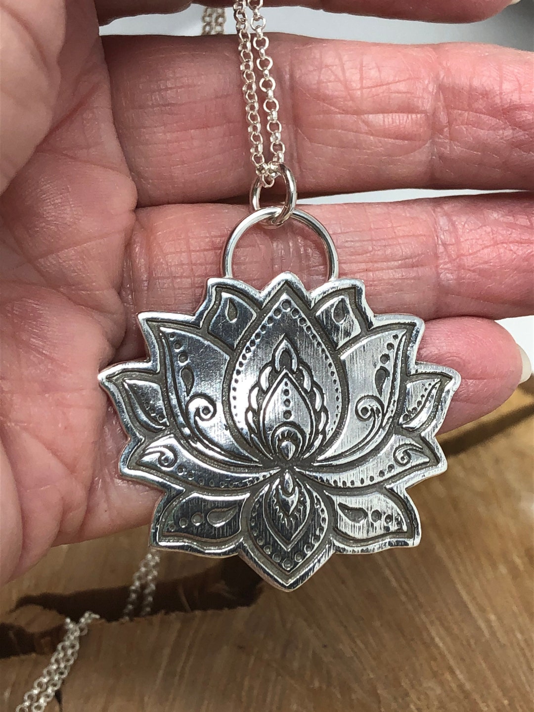 Artisan Fine Silver Lotus Pendant Necklace - Etsy