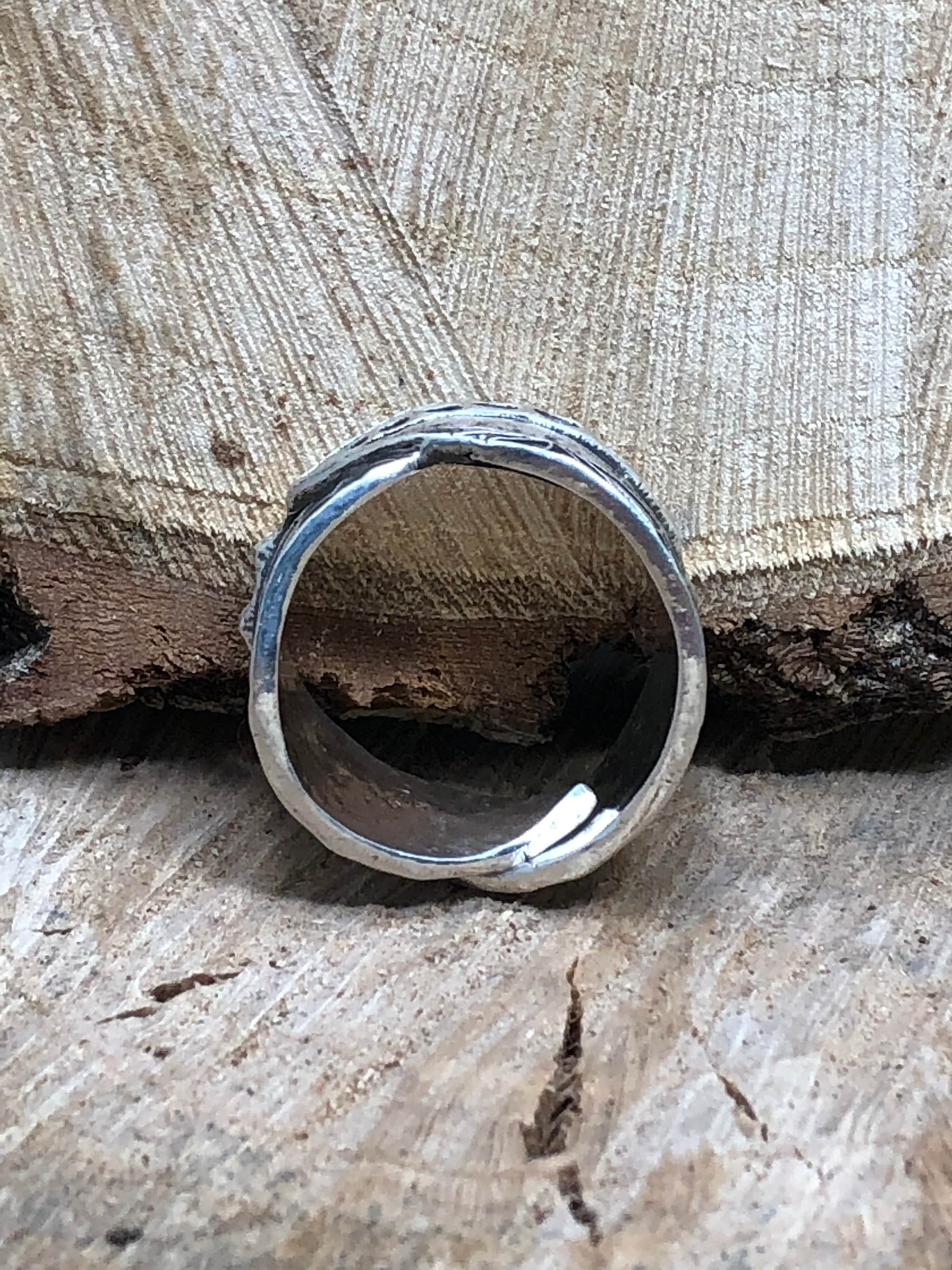 Fine Silver Leaf Overlap Statement Ring | Etsy