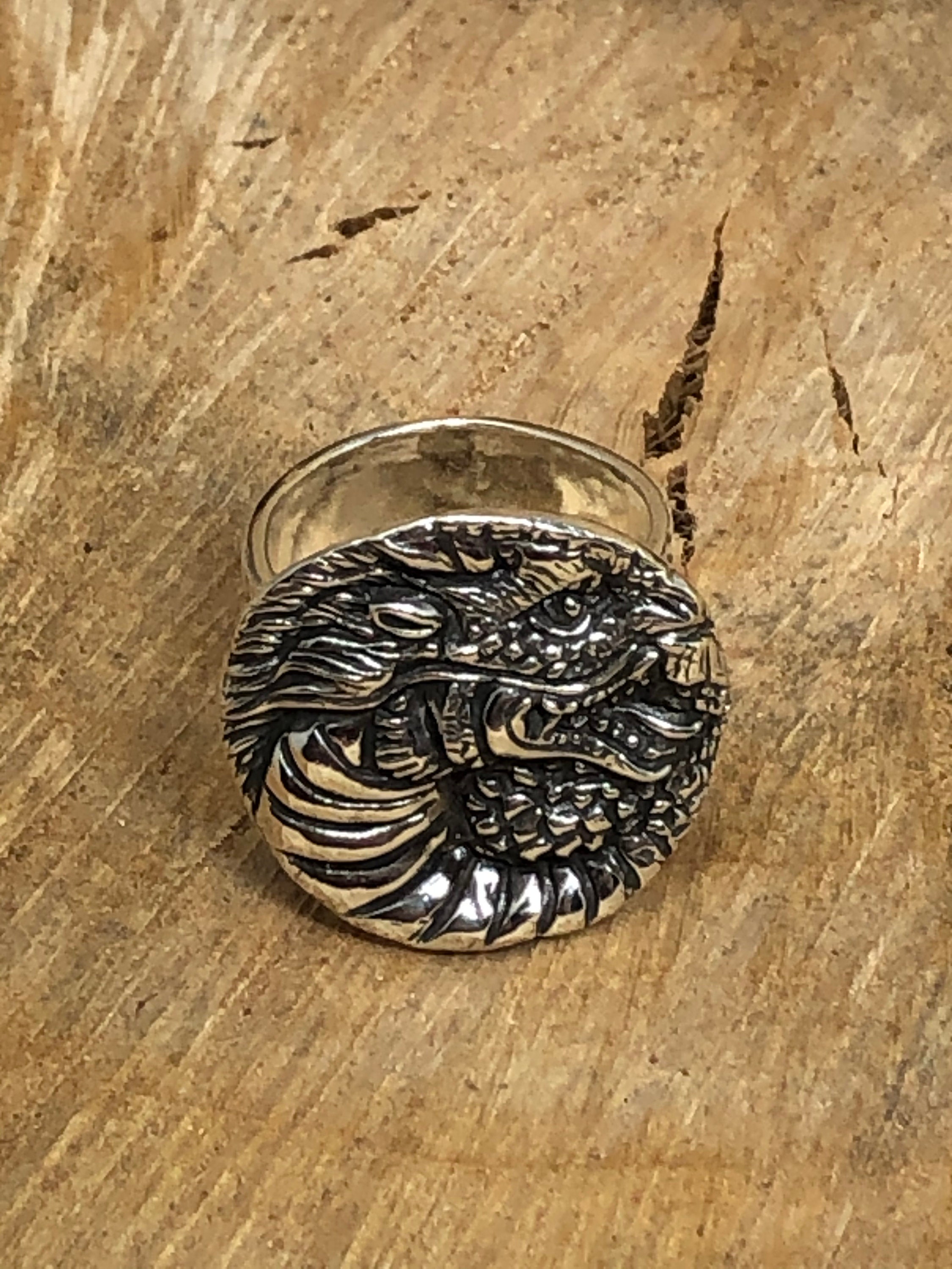 Fine Silver Dragon Statement Ring | Etsy