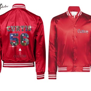 Custom Bling Baseball Satin Jacket, Custom Text, Personalized Name ...