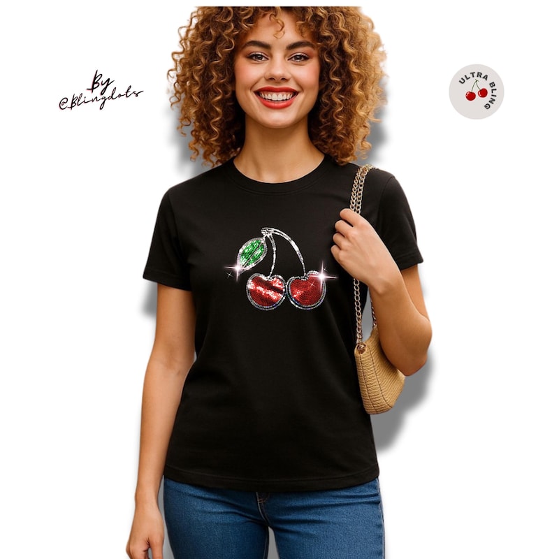 Sequin Cherry Tshirt - Etsy
