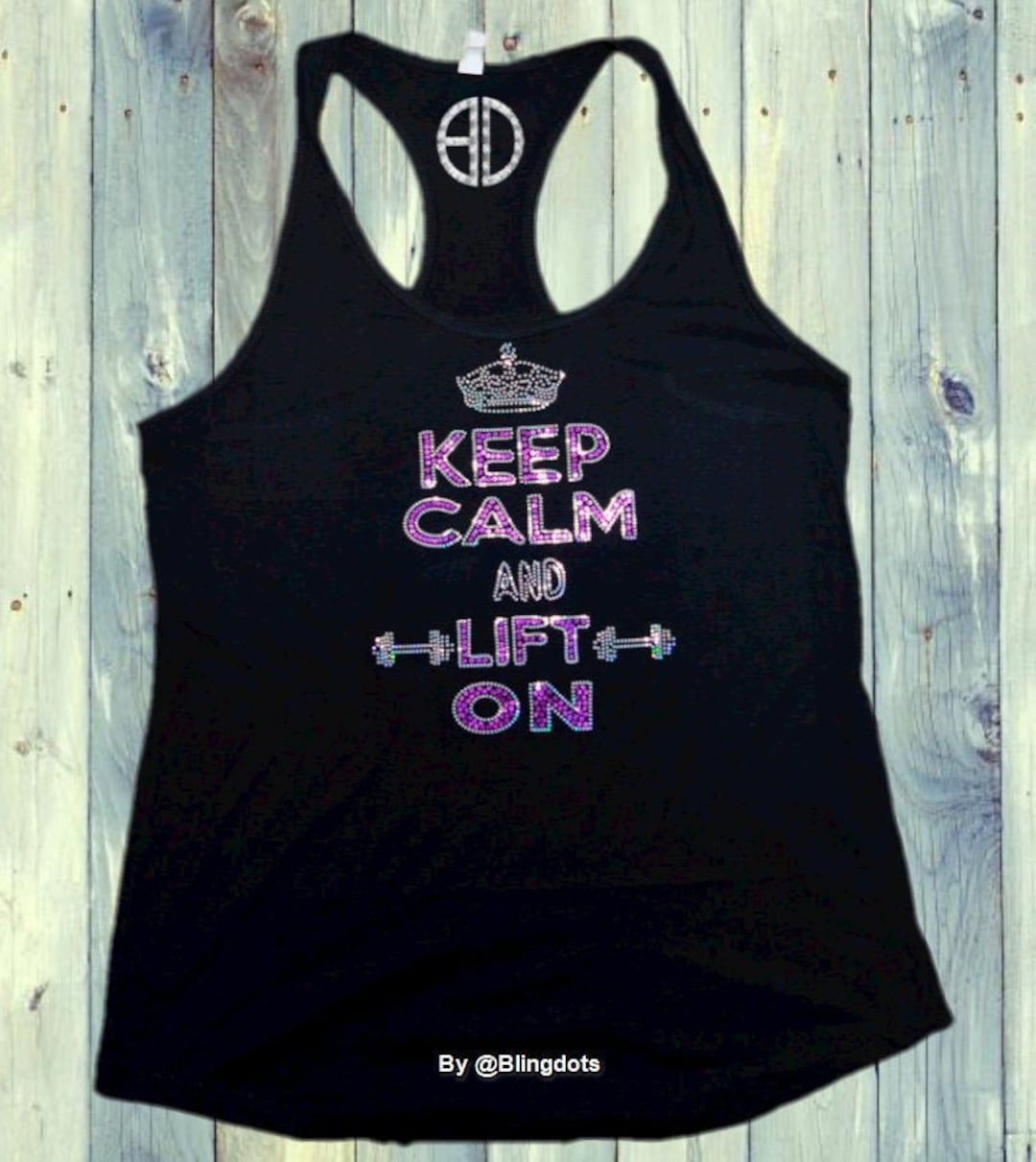 Keep Calm and Lift on Bling Tank – Women’s Sequin Workout Shirt, Sparkly Gym Racerback, Fitness ...
