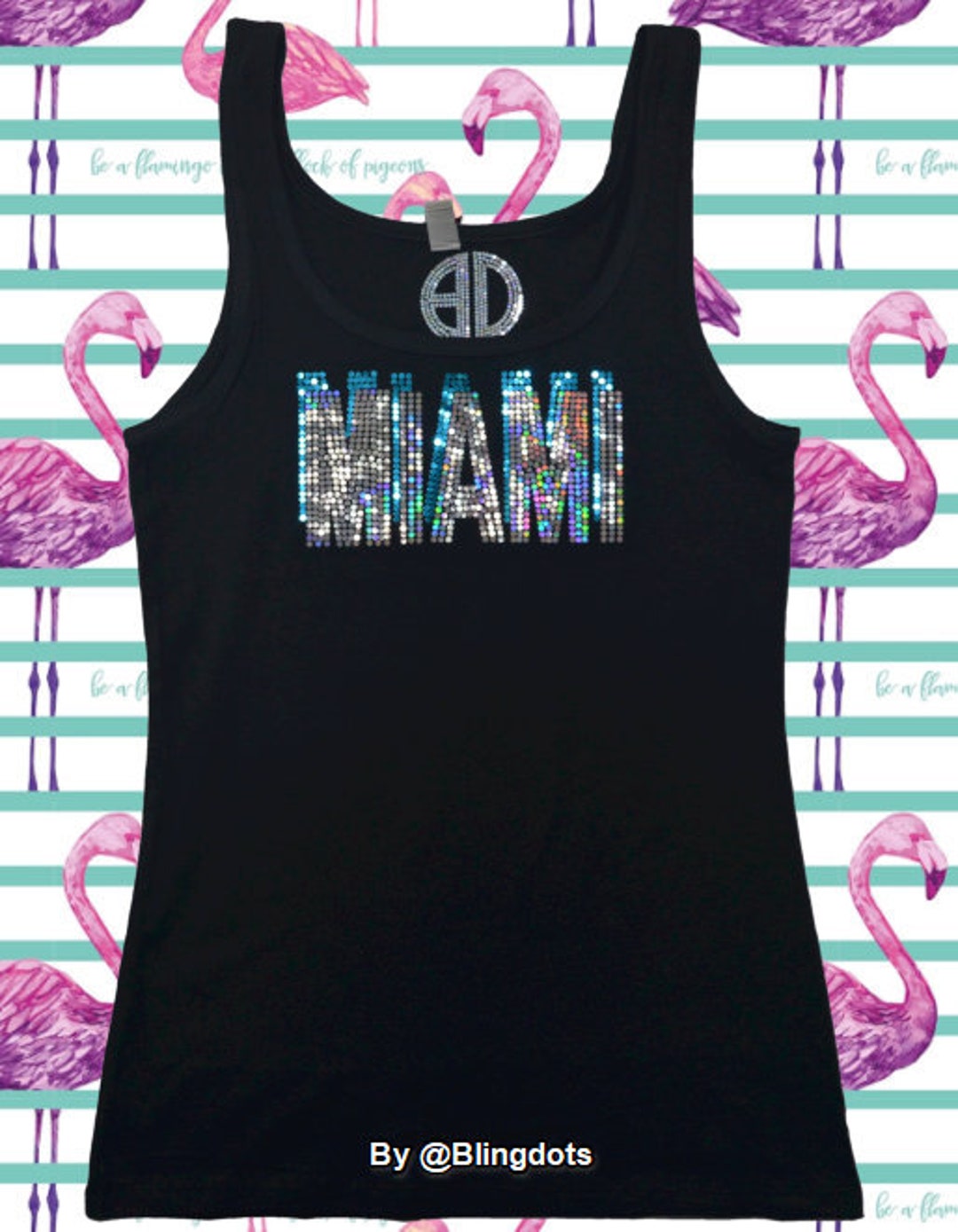 Miami Bling Sequin Tank Top for Women – Sparkly Glitter Shirt, 305 ...