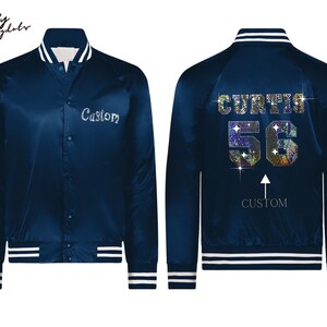 Custom Bling Baseball Satin Jacket, Custom Text, Personalized Name ...