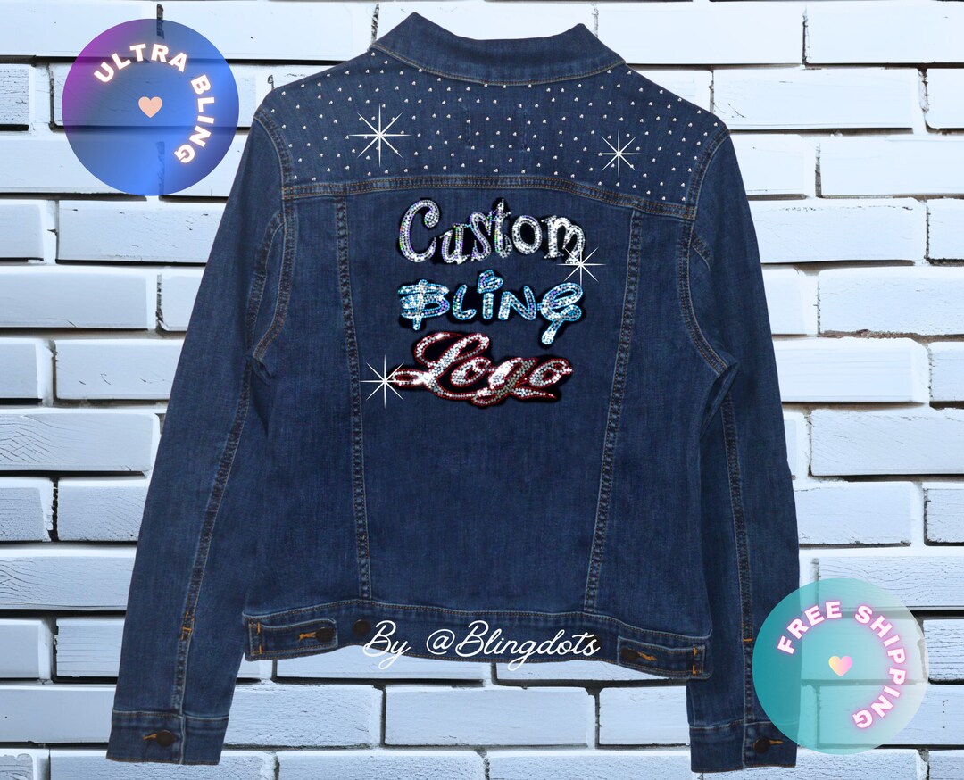 Custom Denim Jacket Bling Logo Jacket Sparkly Glamorous Cheer - Etsy