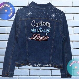 Custom Denim Jacket Bling Logo Jacket Sparkly Glamorous Cheer - Etsy