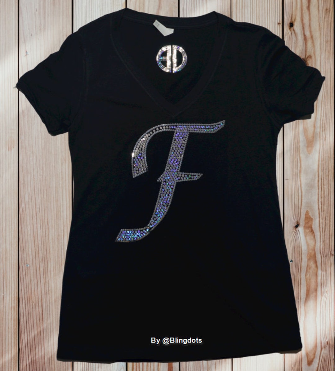 Custom Bling Tshirt, Initials Big Letters Monogram on a Shirt or Tank ...