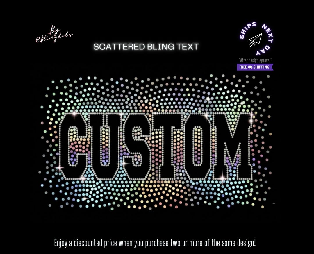 Custom Scattered Bling Text Iron on Transfer | Personalized Starburst ...