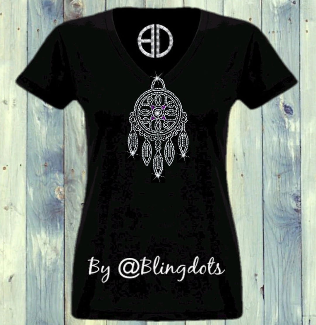 Attrape-rêves bling-bling col en V paillettes logo scintillant sans ...