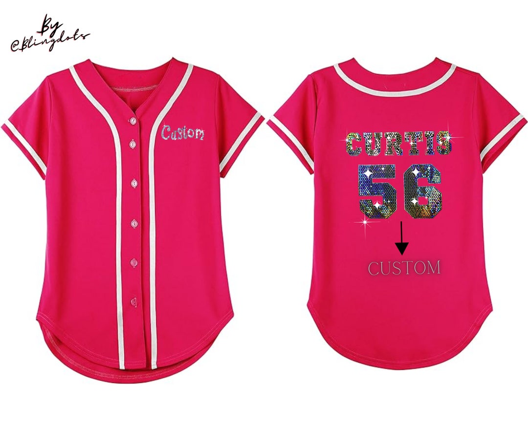 Girls Bling Baseball Jersey, Bling Jersey, Custom Logo, Add Your Name ...