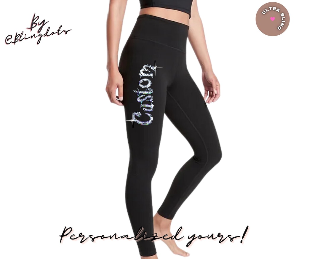 Personalized Bling Leggings Custom Text Logo, Personalized Bling Yoga ...