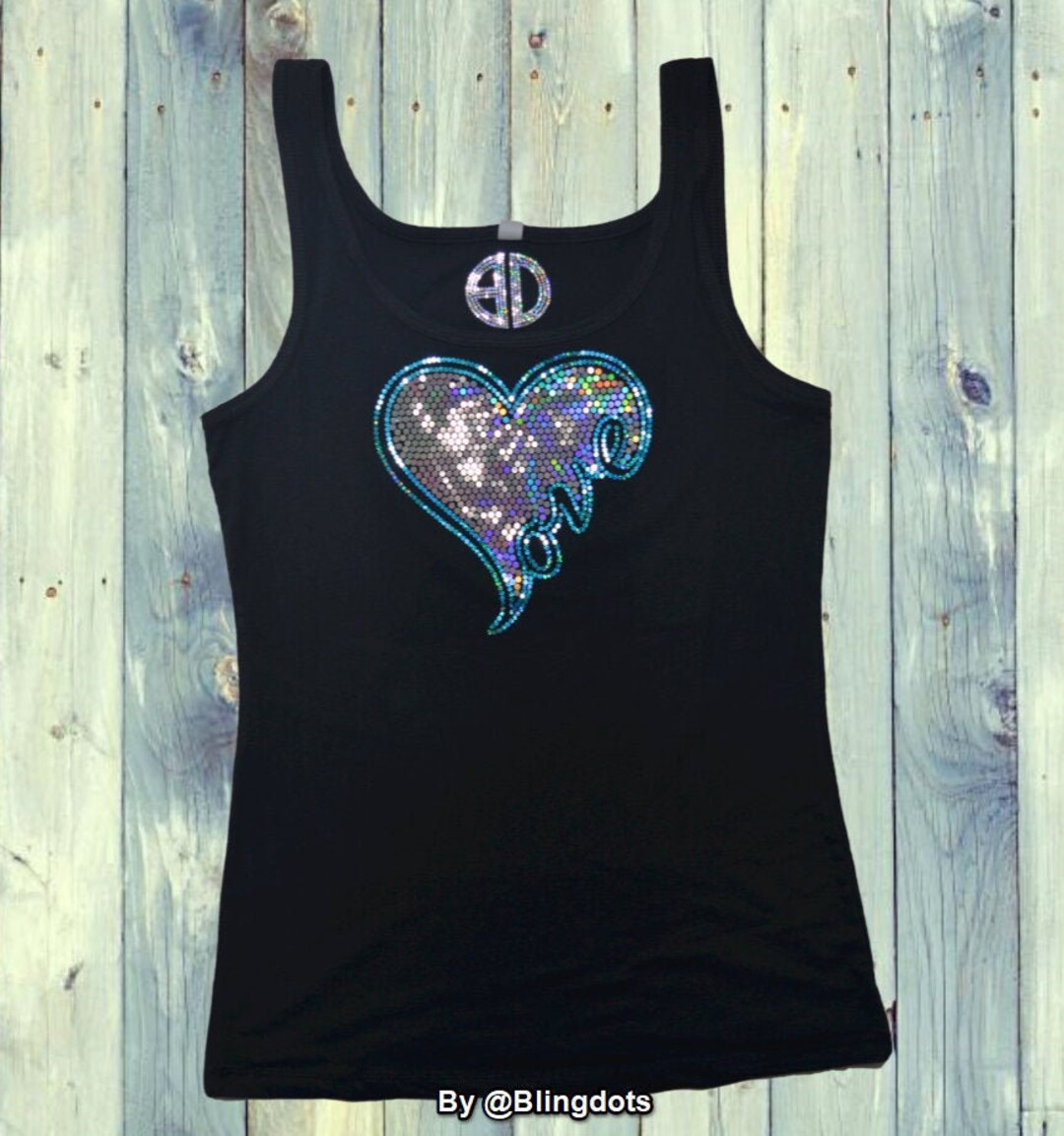 Custom Bling Shirt Love Heart ! Personalized Glitter Tank Top ...