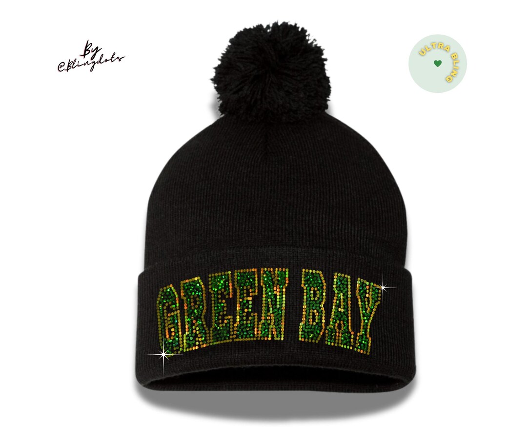 Green Bay Bling Beanie: Shine With Ultra-bling Glitter Sequins and Pom ...