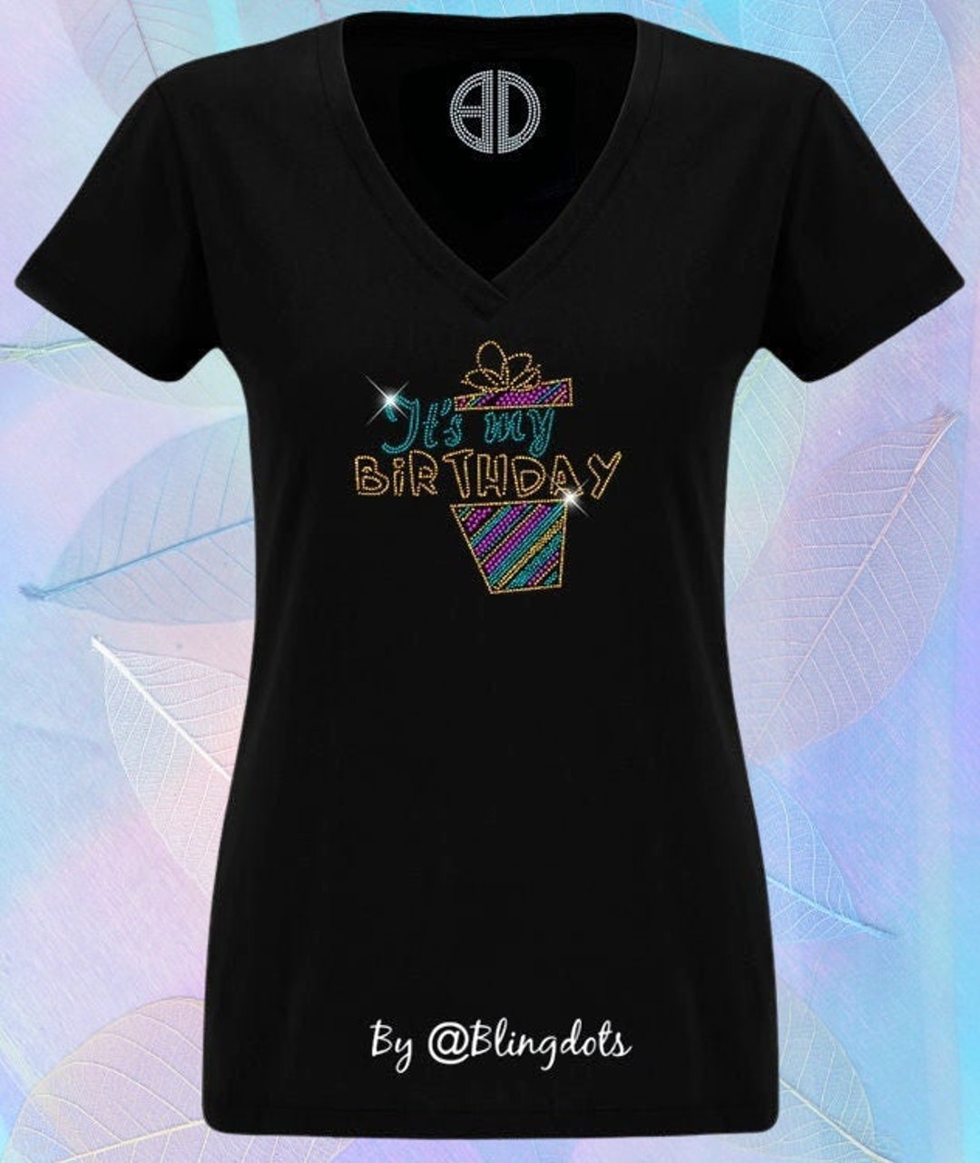 Its My Birthday Bling Shirt V Neck Sequins Logo Glitter Etsy