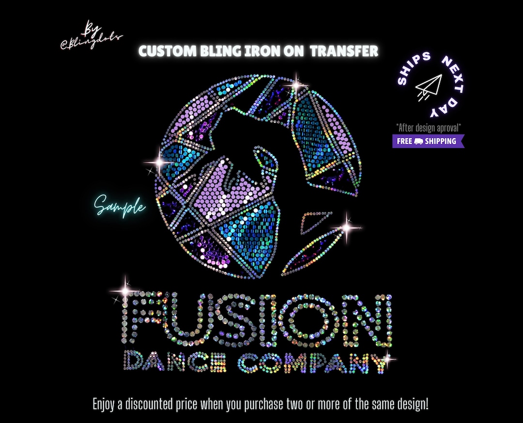 Personalized Bling Iron-on: Custom Sequin Logos, Glitter DTF Hotfix ...