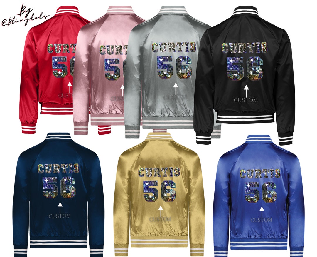 Custom Bling Baseball Satin Jacket, Custom Text, Personalized Name ...