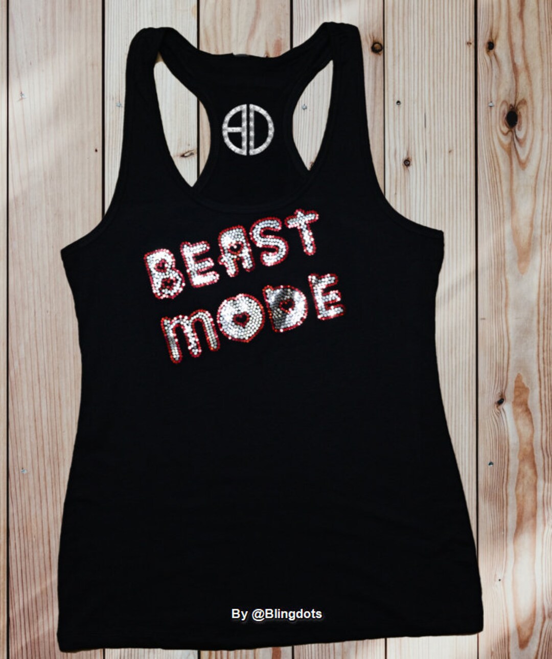 Women's Beast Mode Workout Racer Back Gym Tank Top Sparkly Cross ...