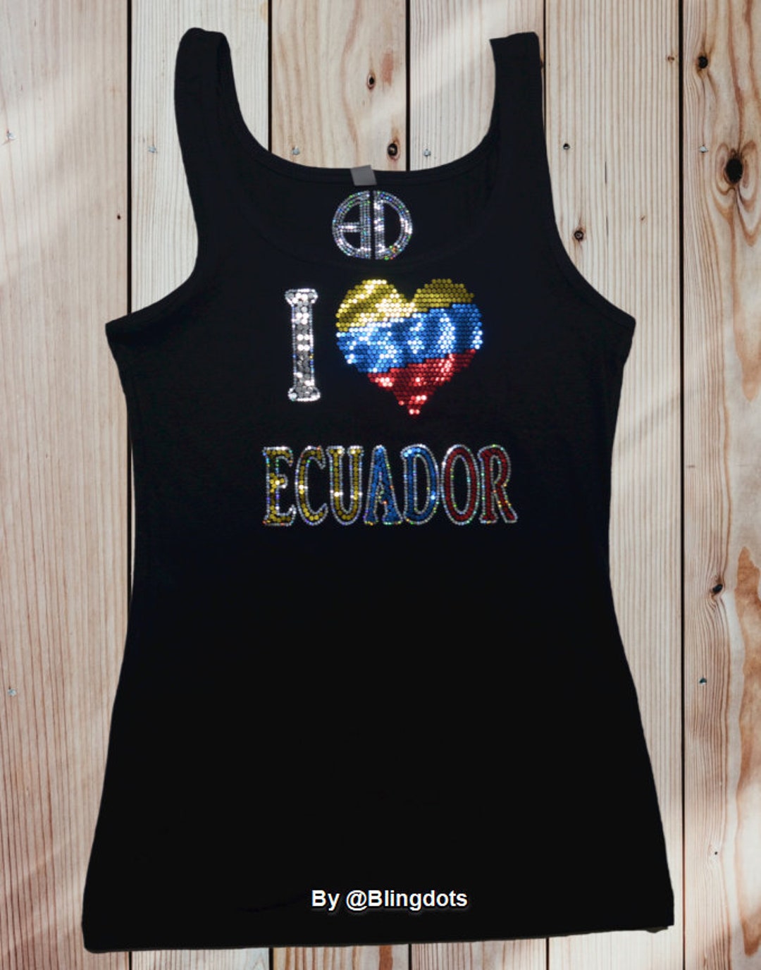 I Love Ecuador Sequin Tank Top for Women –sparkly Bling Shirt, Glitter ...