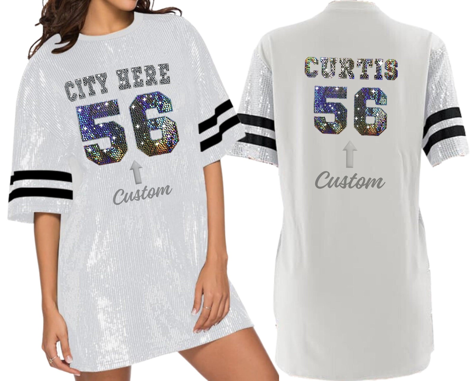 Baltimore Sequin Tunic Bling Dress Long Shirt for Women and Girls ...
