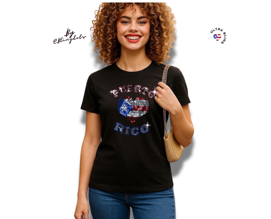 I Love Puerto Rico Bling Shirt- Puerto Rico Glitter Tank Top – Sparkly ...