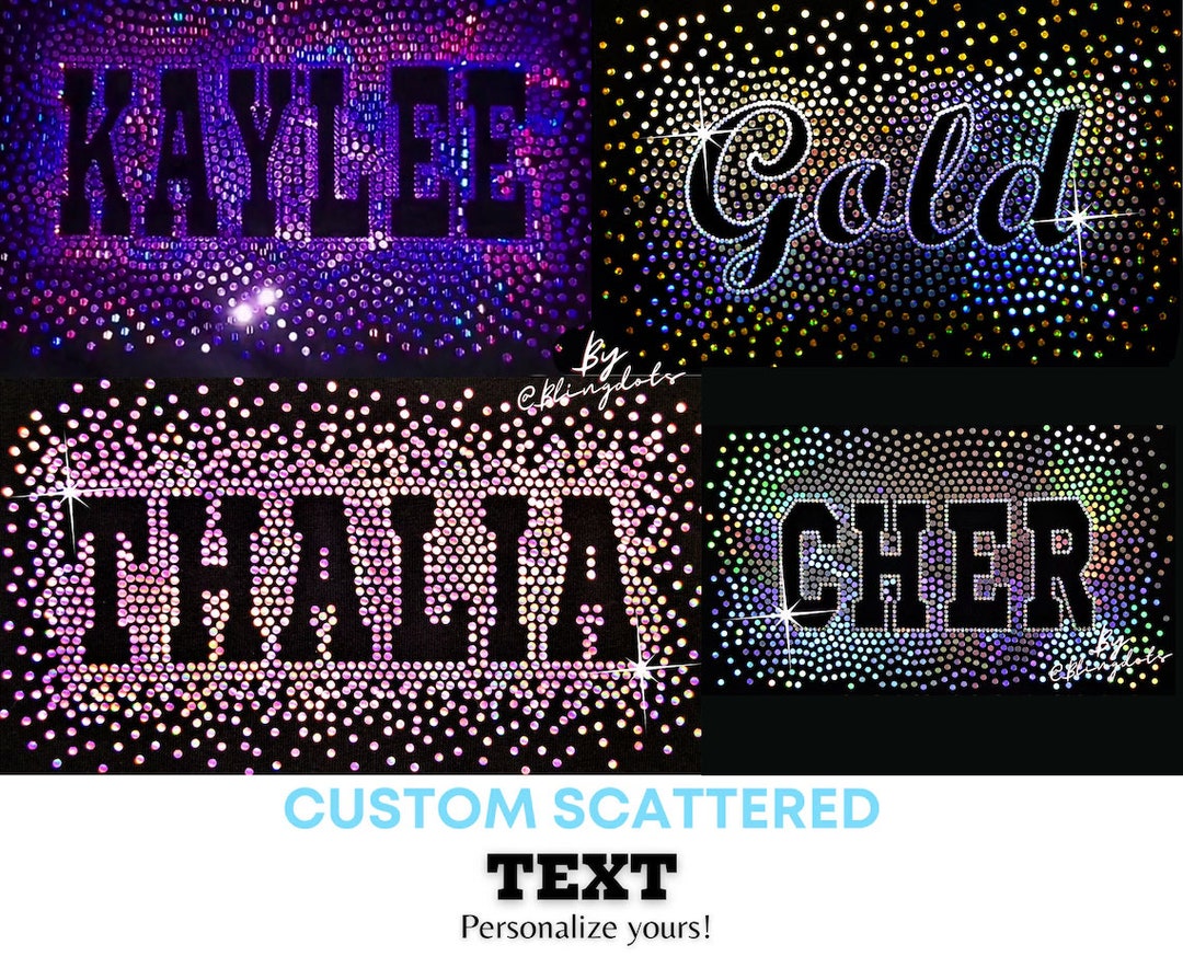 Custom Scattered Bling Text, Personalized Starburst Effect Bling Iron ...