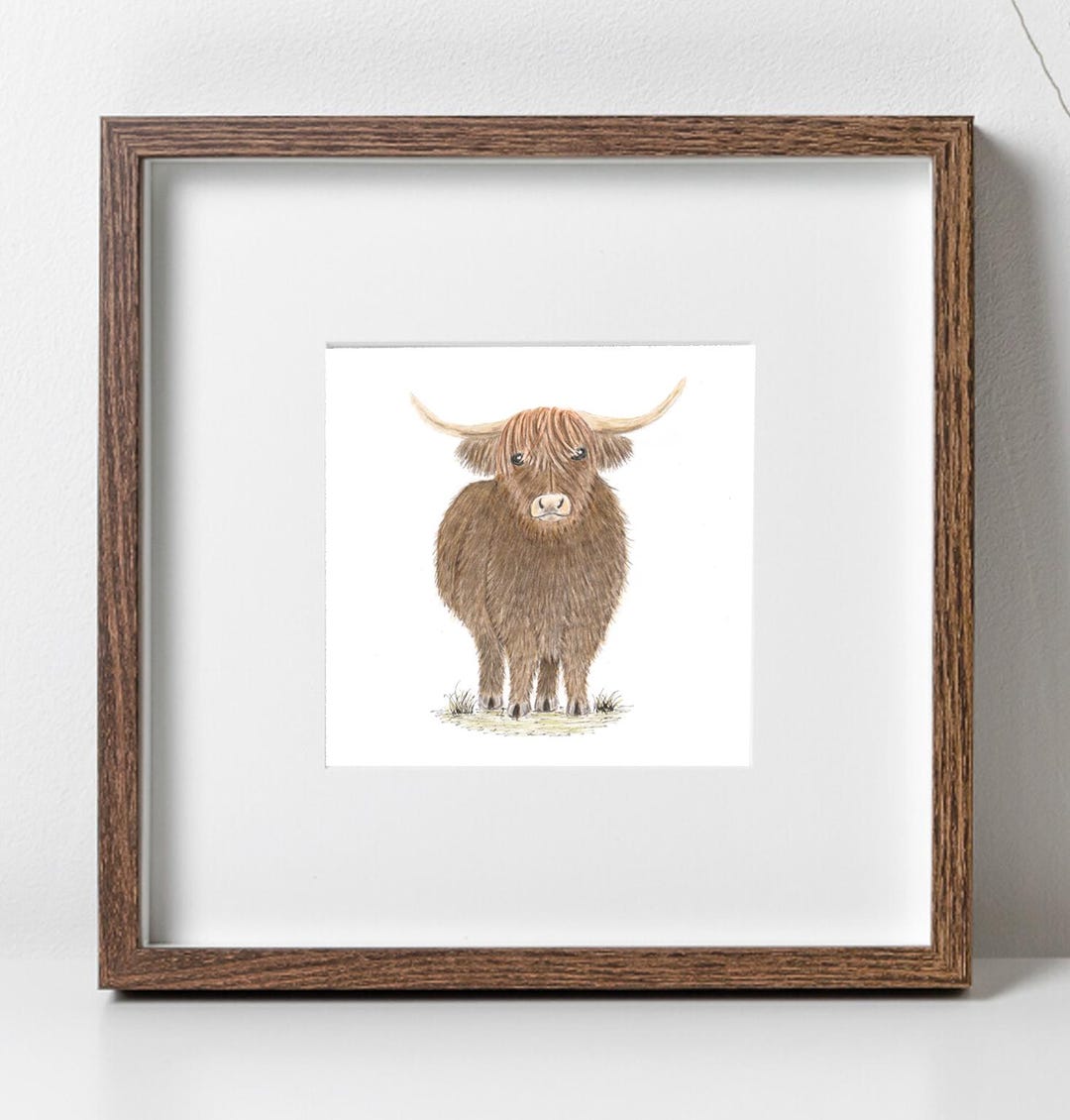 Illustration of a Highland Cow, Highland Cow Illustration, Watercolour ...