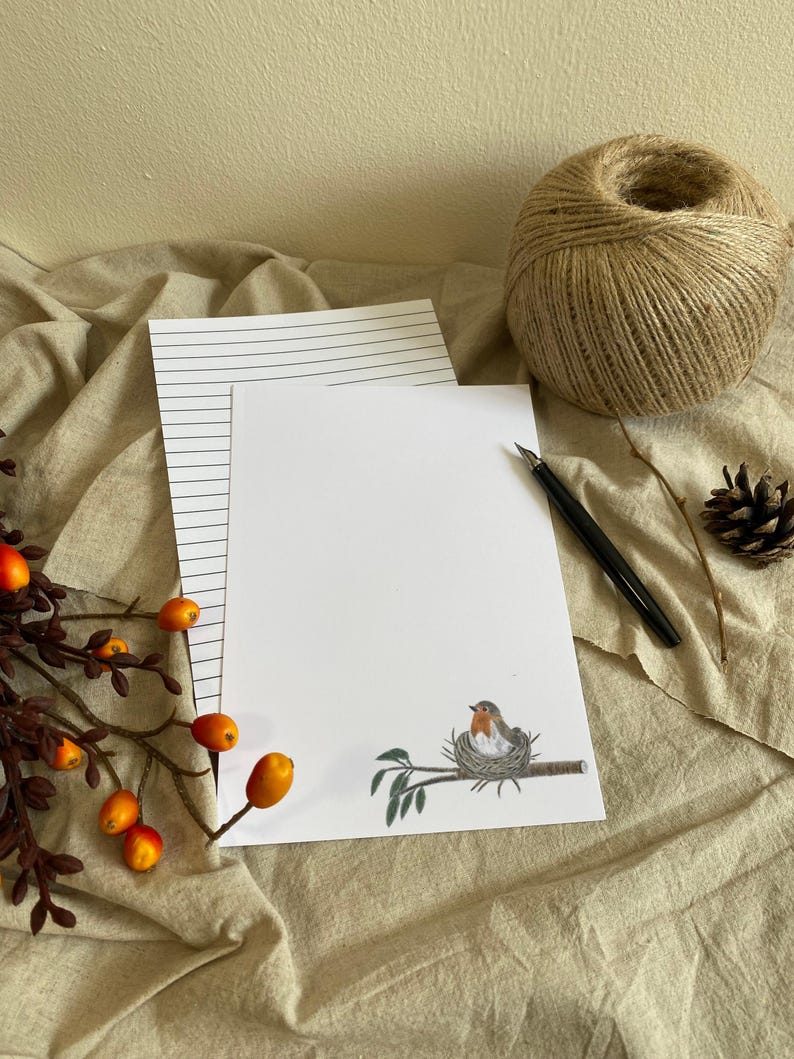 Personalised Robin Illustration Stationery Set – Birds Writing Paper ...