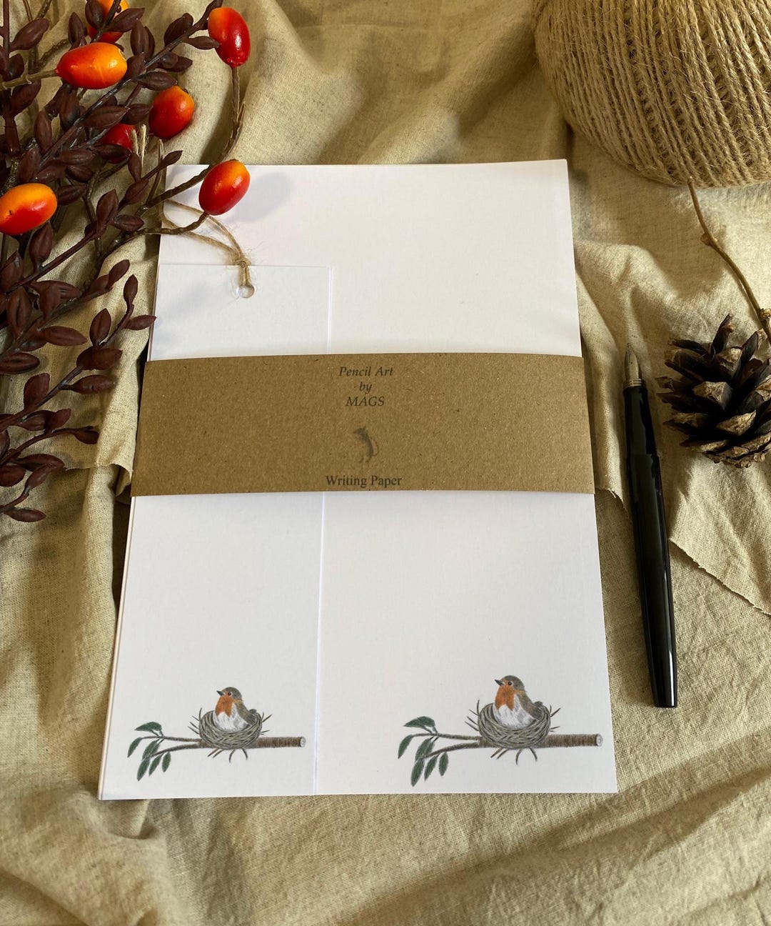 Personalised Robin Illustration Stationery Set – Birds Writing Paper ...