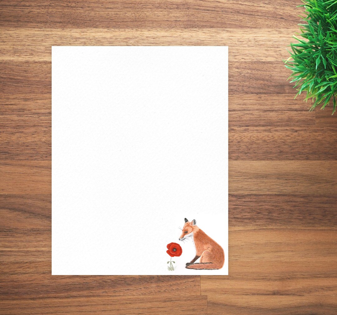 Fox and Poppy Letter Writing Set, Letter Writing Paper and Envelopes ...