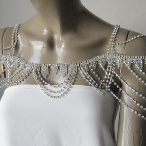 Wedding Shoulder Necklace, Rhinestone Crystal Shoulder Jewelry, Bridal ...
