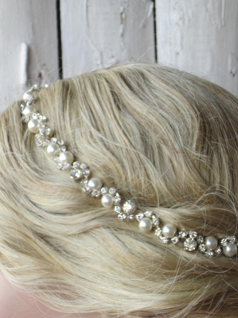 Bridal Headband Pearl Bridal Headband Rhinestone Wedding - Etsy
