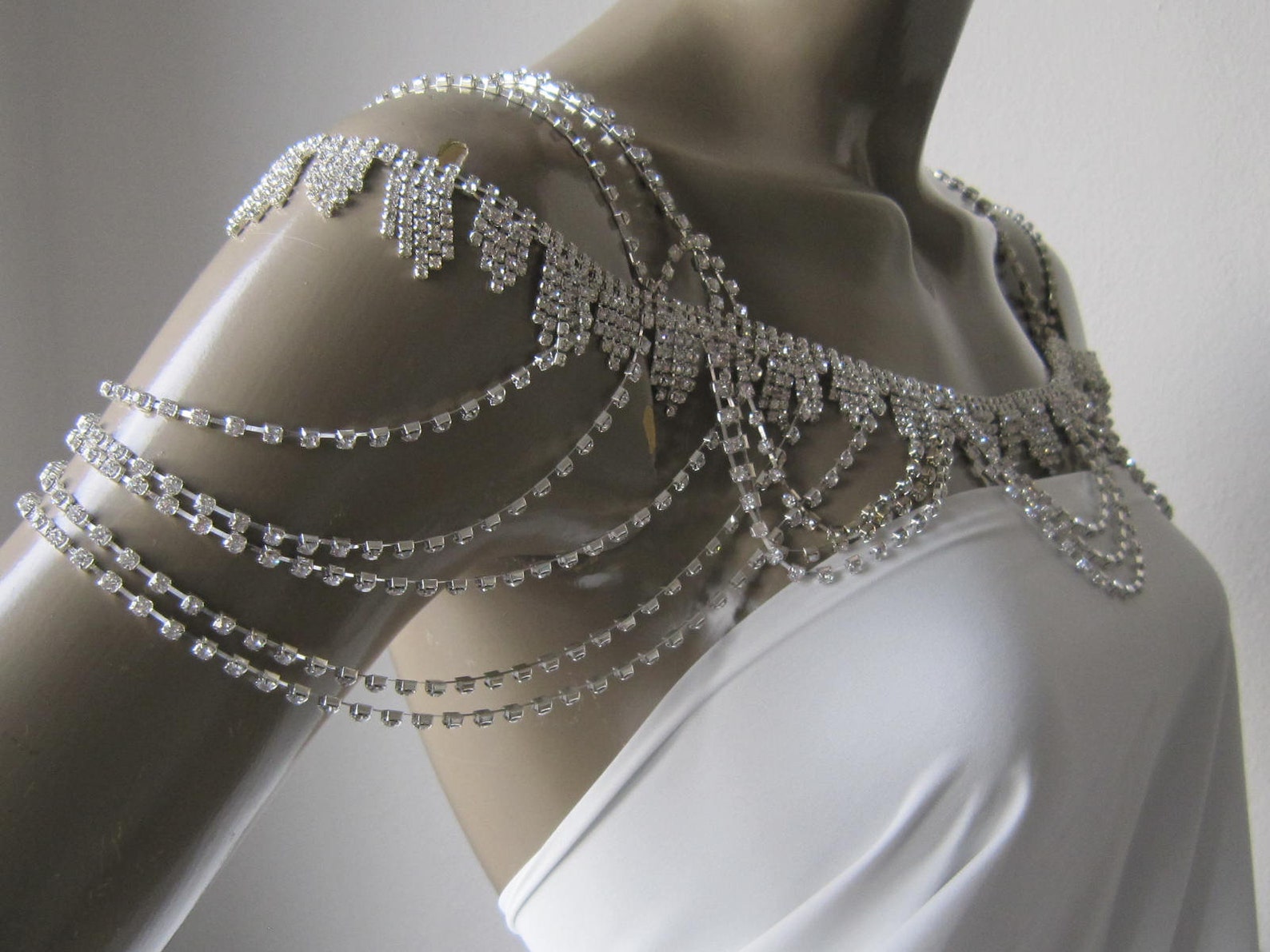 Wedding Shoulder Necklace Rhinestone Crystal Shoulder - Etsy