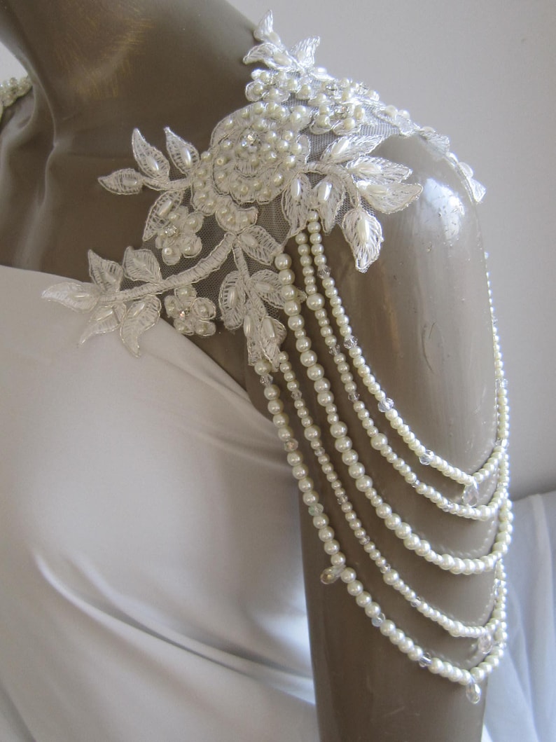 Pearl Straps Pearl Applique Shoulder Beading Pearl Cap - Etsy