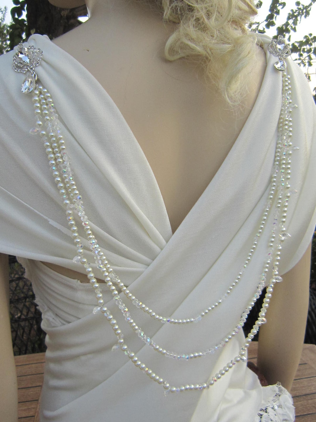 Backdrop Necklace Back Necklace , Bridal Backdrop Necklace, Crystal ...