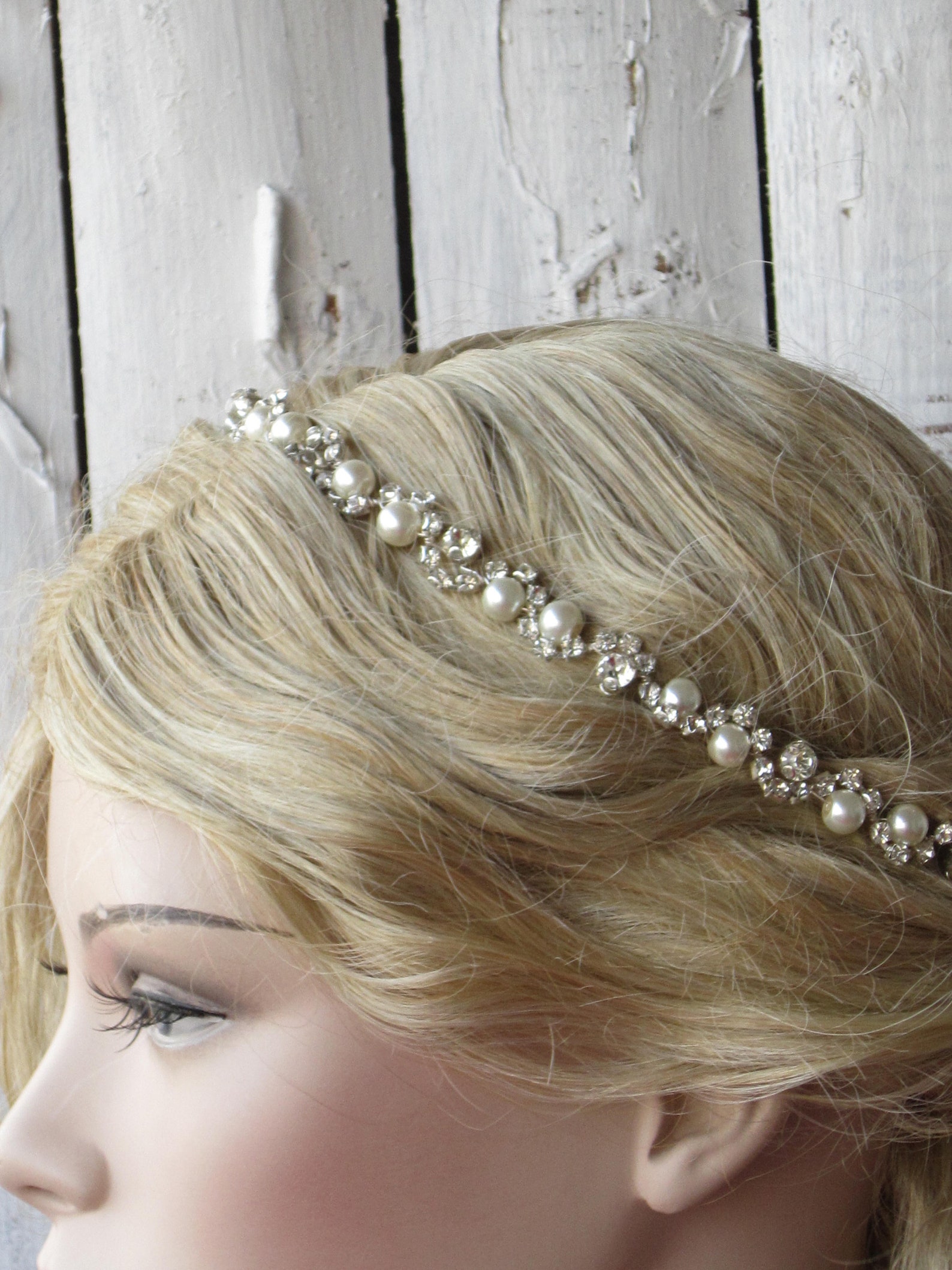 Bridal Headband, Pearl Bridal Headband, Rhinestone Wedding Headband ...