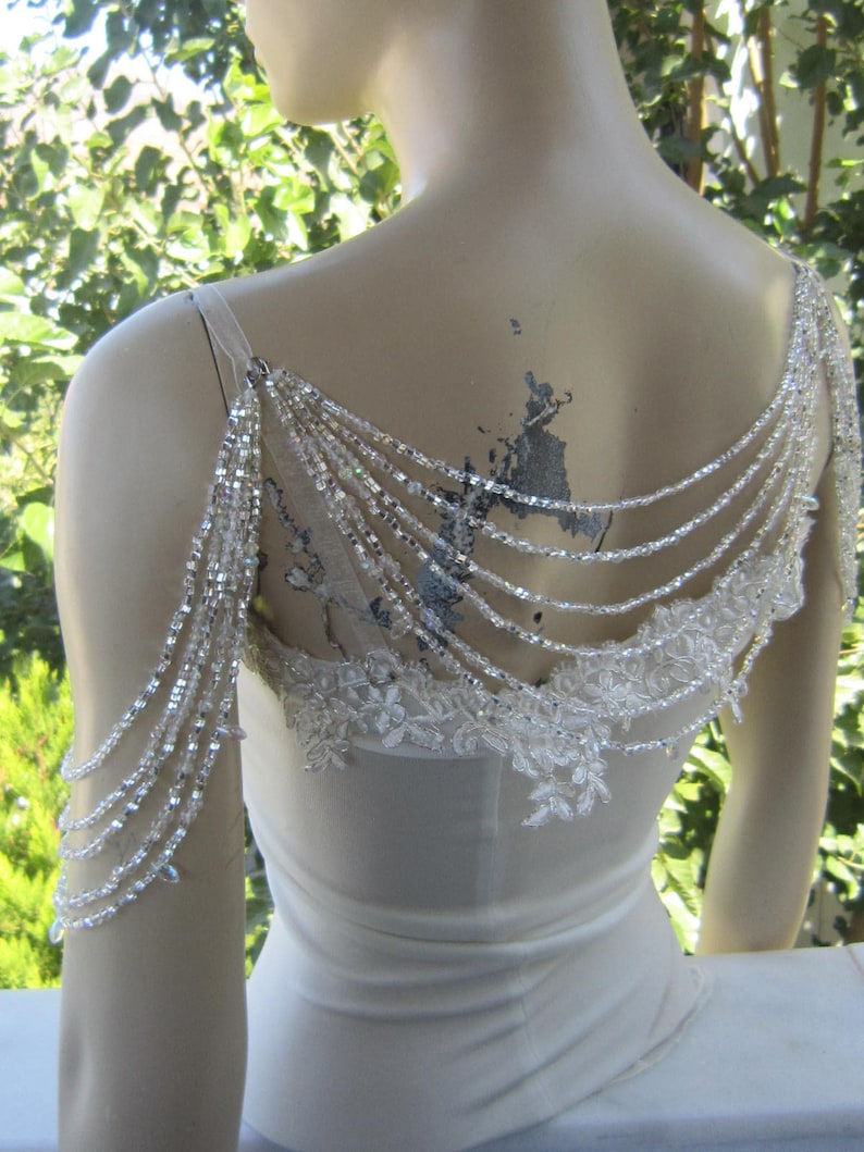 Crystal Beaded Wedding Shoulder Necklace: Bridal Body Jewelry - Etsy
