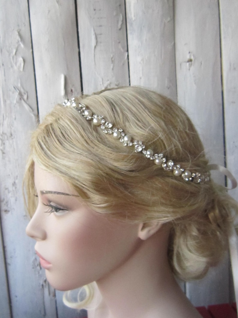 Bridal Headband Pearl Bridal Headband Rhinestone Wedding - Etsy