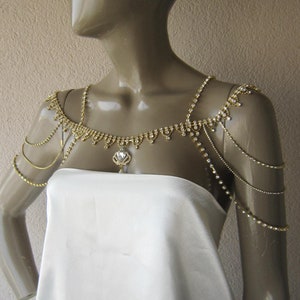 Gold Shoulder Necklace, Wedding Shoulder, Rhinestones Shoulde Jewelry ...
