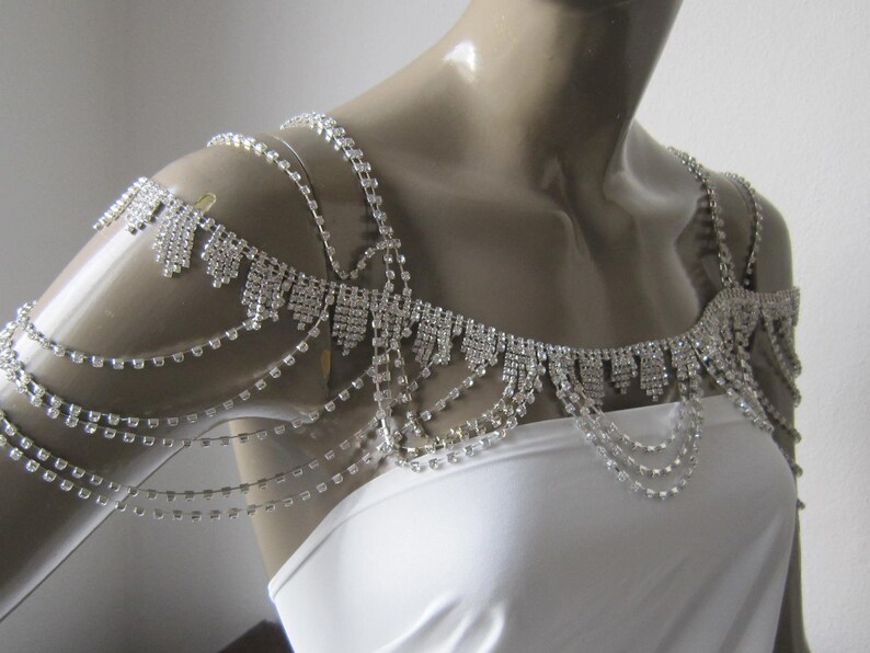 Wedding Shoulder Necklace Rhinestone Crystal Shoulder - Etsy