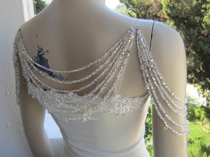 Crystal Beaded Wedding Shoulder Necklace: Bridal Body Jewelry - Etsy
